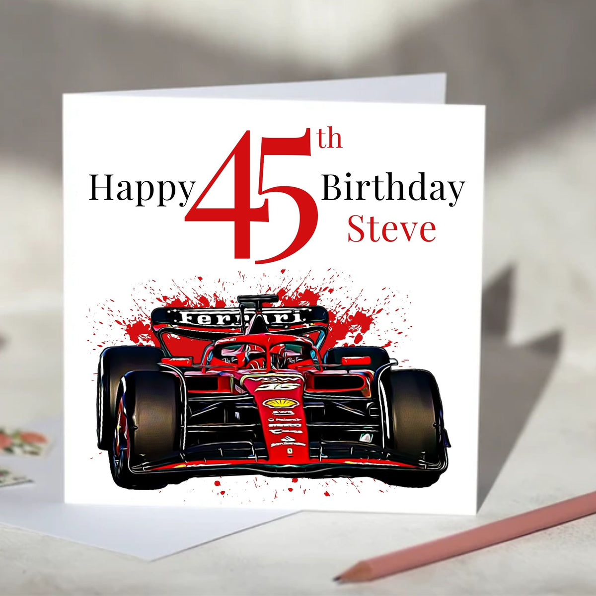 Ferrari F1 Birthday Card Personalised with Age and Name – ChampionPrints