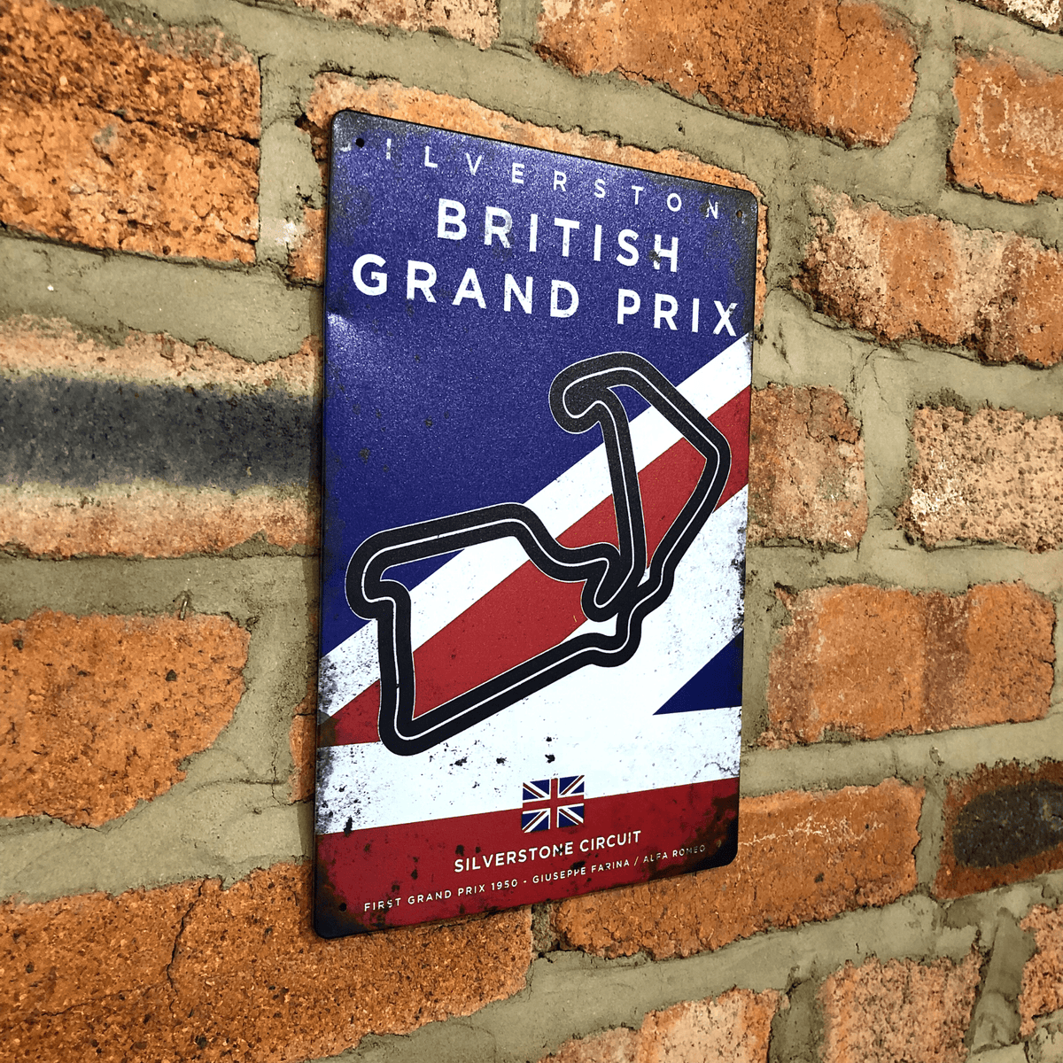 British Grand Prix Silverstone Circuit F1 Vintage Metal Sign, Retro Wa ...